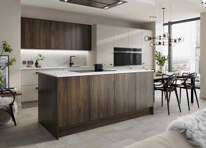 Howdens Hockley Textures Walnut Handleless 2 - Kitchens Review